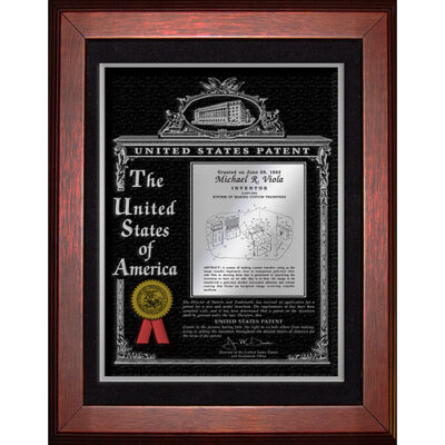 Traditional Patent Plaque – Mahogany Frame w/Deep Etch – Patent Creations